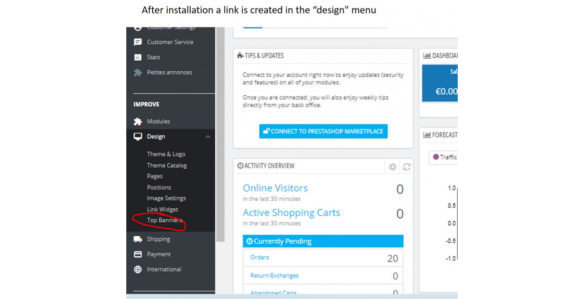 Module for prestashop to add a Banner at the top of your website